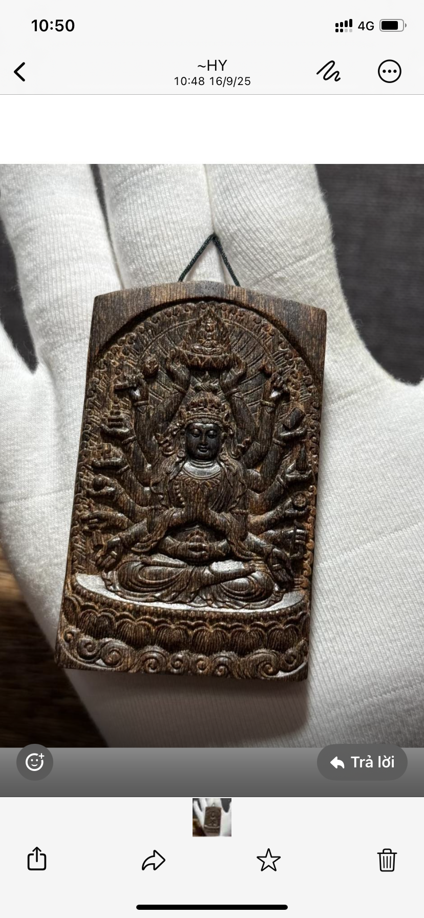 Multi-arm Buddha sculpture pendant, Wild Vietnamese or Cambodian agarw ...